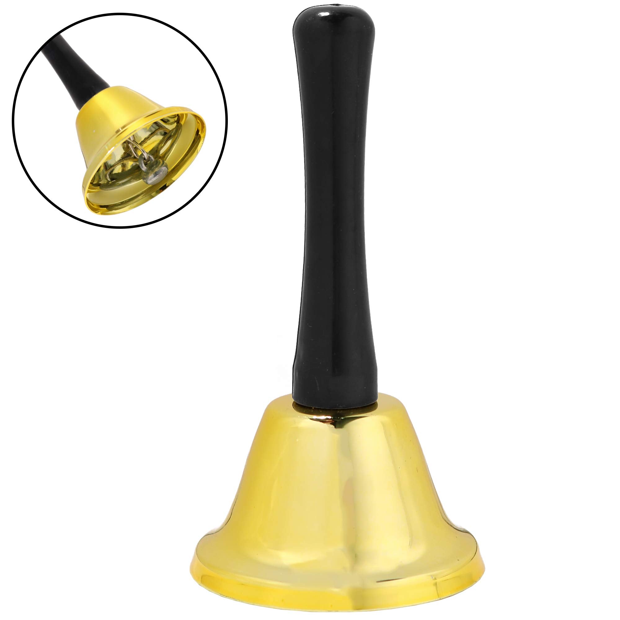 Gold Ringing Hand Bell - Loud Metal Handheld Ring Tea Bell for Calling