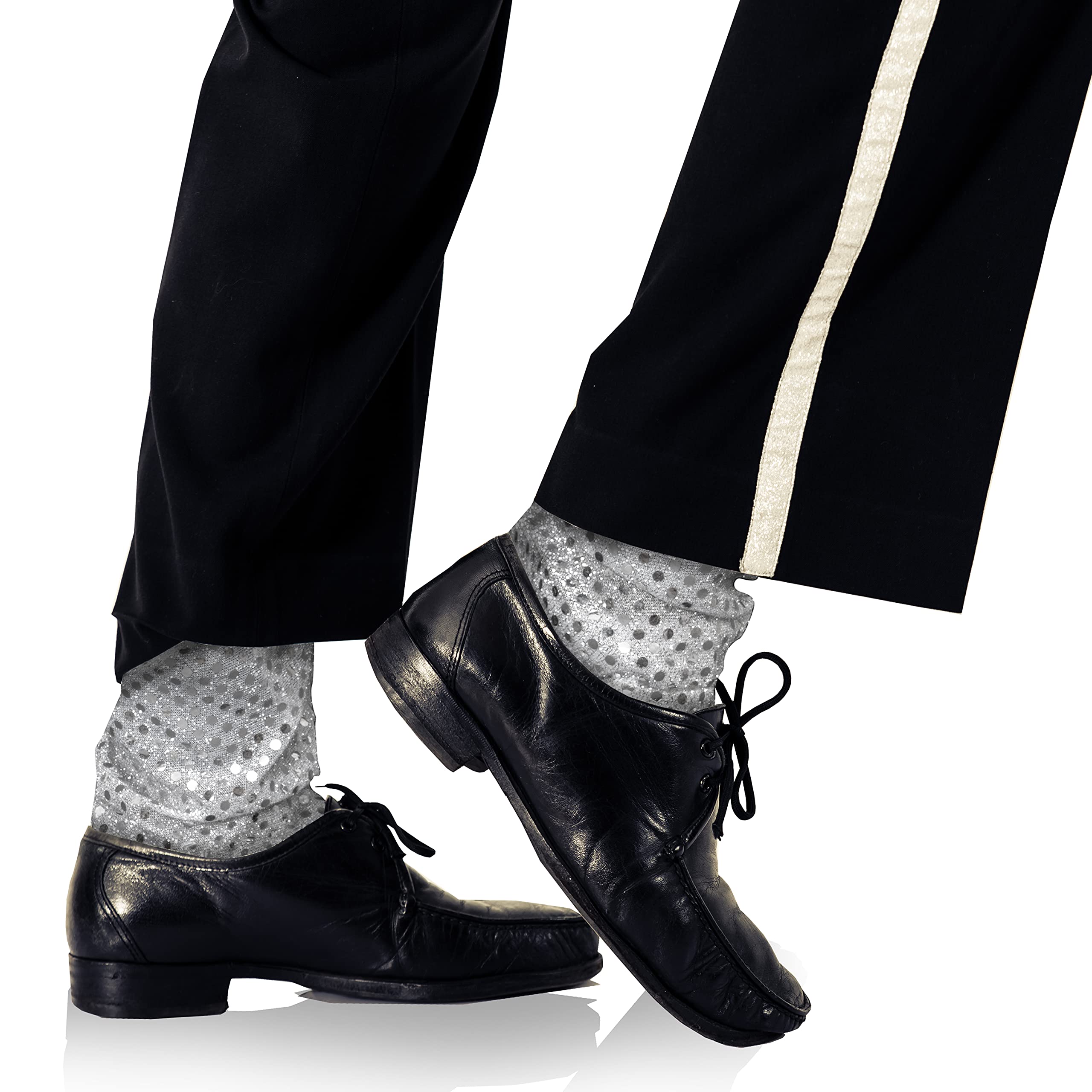 Silver Sequin Costume Socks - Sparkle Dance Party Silver Sequined Shin